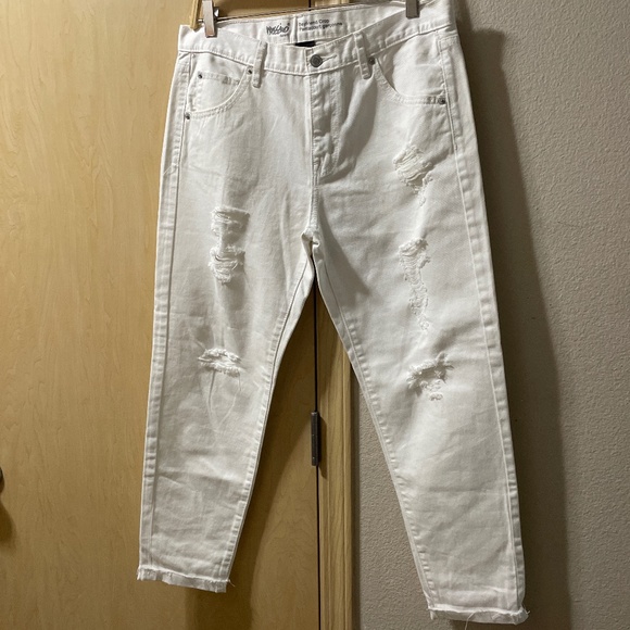 Wassiou | Jeans | Woman 829 Boyfriend Crop Ripped White Denim Jeans ...